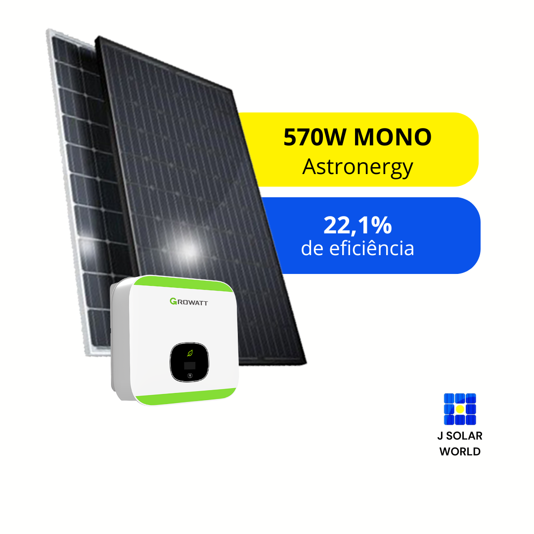 Kit energia solar 10,2 KWp - 220V - 18X Painéis 570W – J Solar World